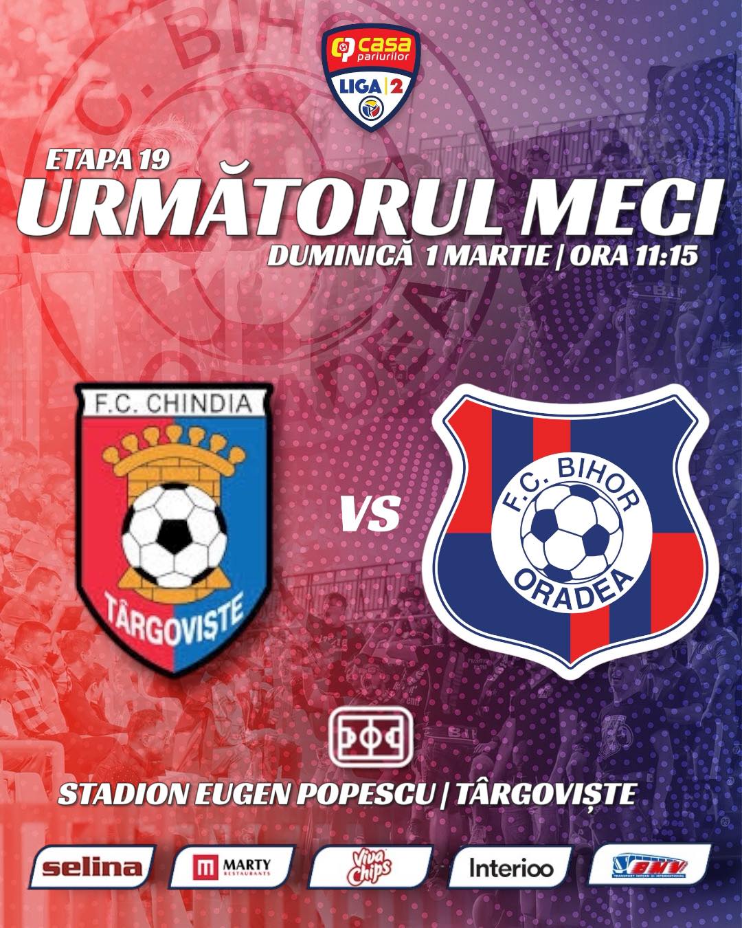 FC Bihor Oradea, duel de foc la Targoviște pentru play-off. Meciul...